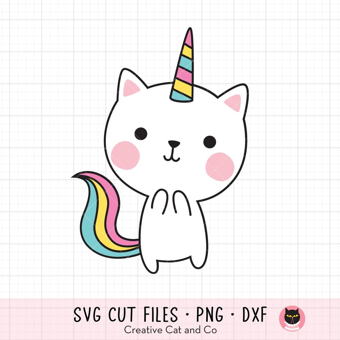 Unicorn Cat SVG, PNG, DXF Files for Cricut and Silhouette - Cute Cat ...