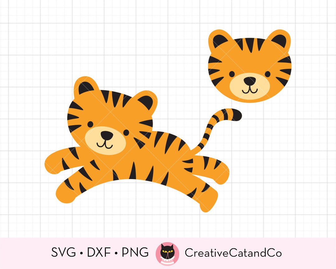 Tiger SVG DXF Baby Tiger SVG dxf süße Tiger Gesicht Kopf svg dxf Datei ...