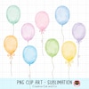 Balloons Clipart | Rainbow Balloons Clipart Set of 18 | Instant Digital ...