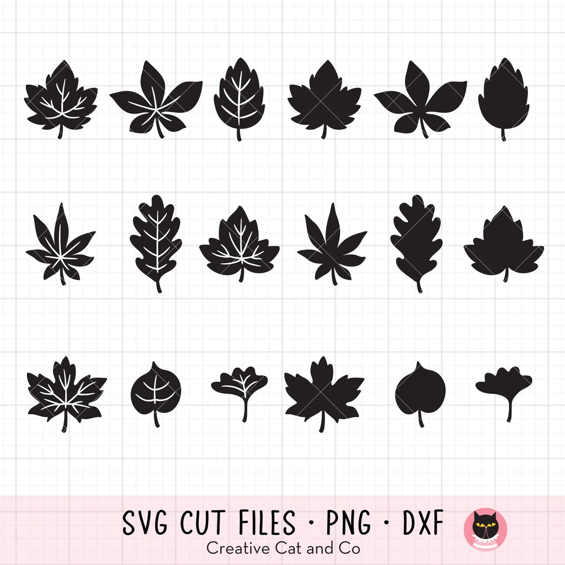Fall Leaves Silhouette SVG PNG DXF Clipart Bundle | Single Maple Leaf ...