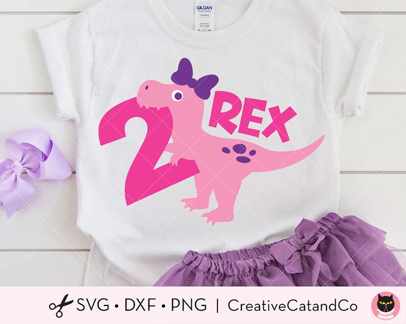 2 Rex SVG Girl Two Rex Dinosaur Birthday Svg Clipart 2nd - Etsy