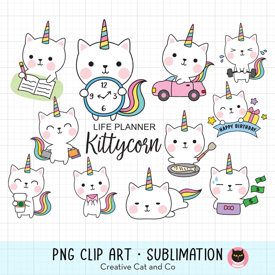 Caticorn Clipart Caticorn Planner Clipart Cat Unicorn Planner Clipart ...
