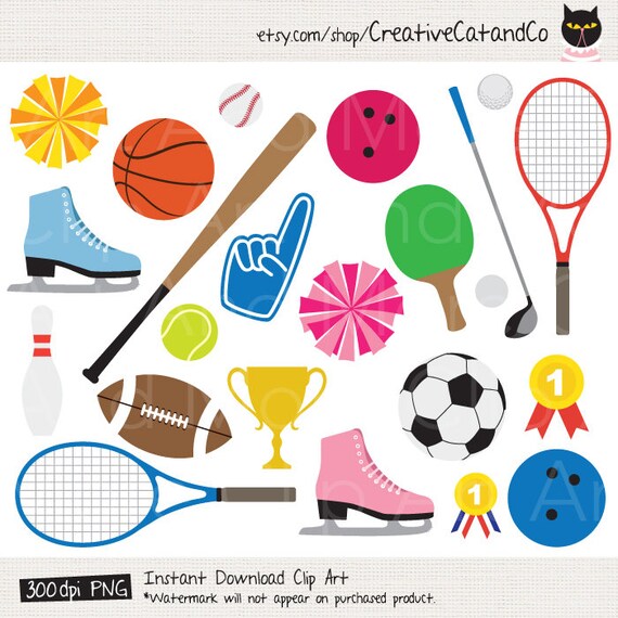 Sport Clipart Sport Clip Art Sport Equipment Clipart Soccer | Etsy