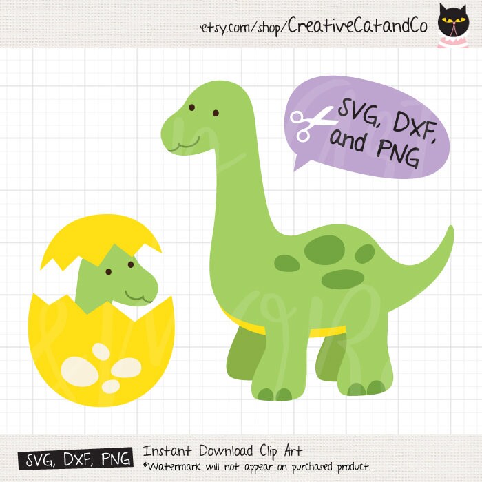 Dinosaur SVG Baby Brontosaurus Dinosaur Egg SVG DXF Cut Files | Etsy