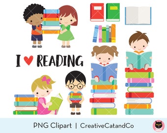 School Kids Reading Clipart