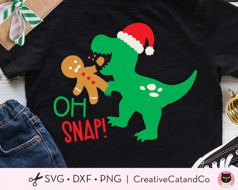 Christmas T Rex Dinosaur Svg Oh Snap Gingerbread Man Funny - Etsy