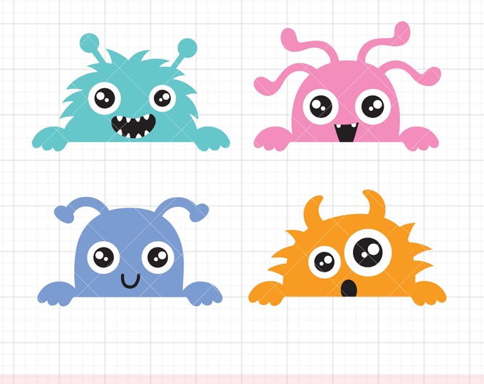 Peek-a-boo Monster Clipart, Cute Monster Svg, Peeking, Monster Mash ...