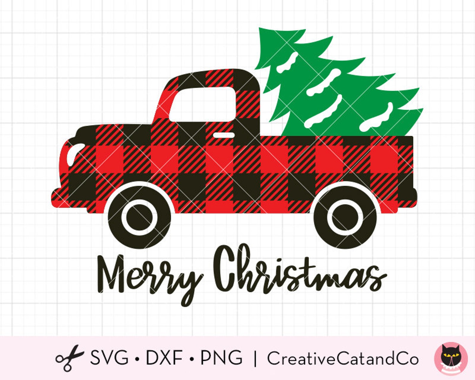 Christmas Truck Buffalo Plaid SVG DXF Clipart Classic Merry | Etsy