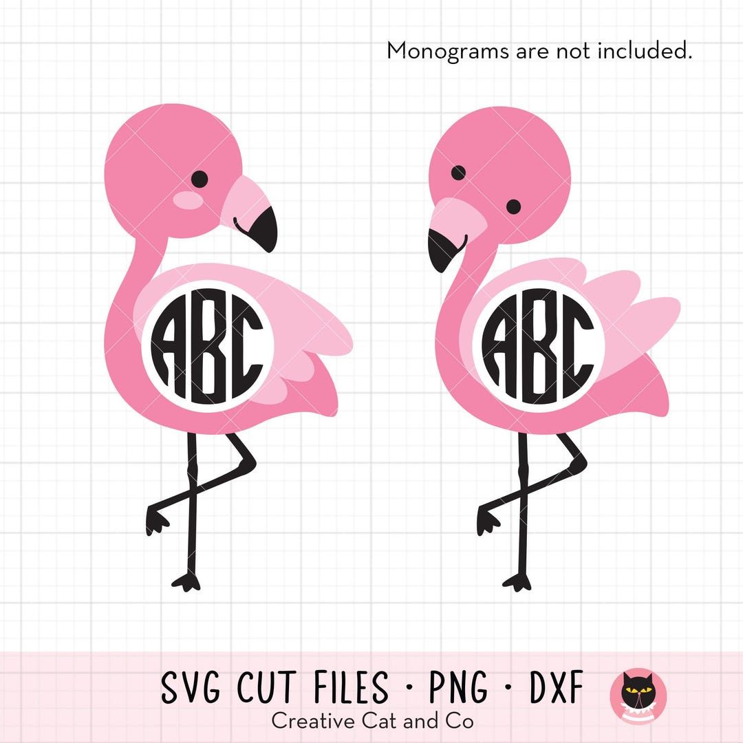 Flamingo Monogram Frame SVG PNG Clipart - Cute Pink Baby Flamingo, Add ...