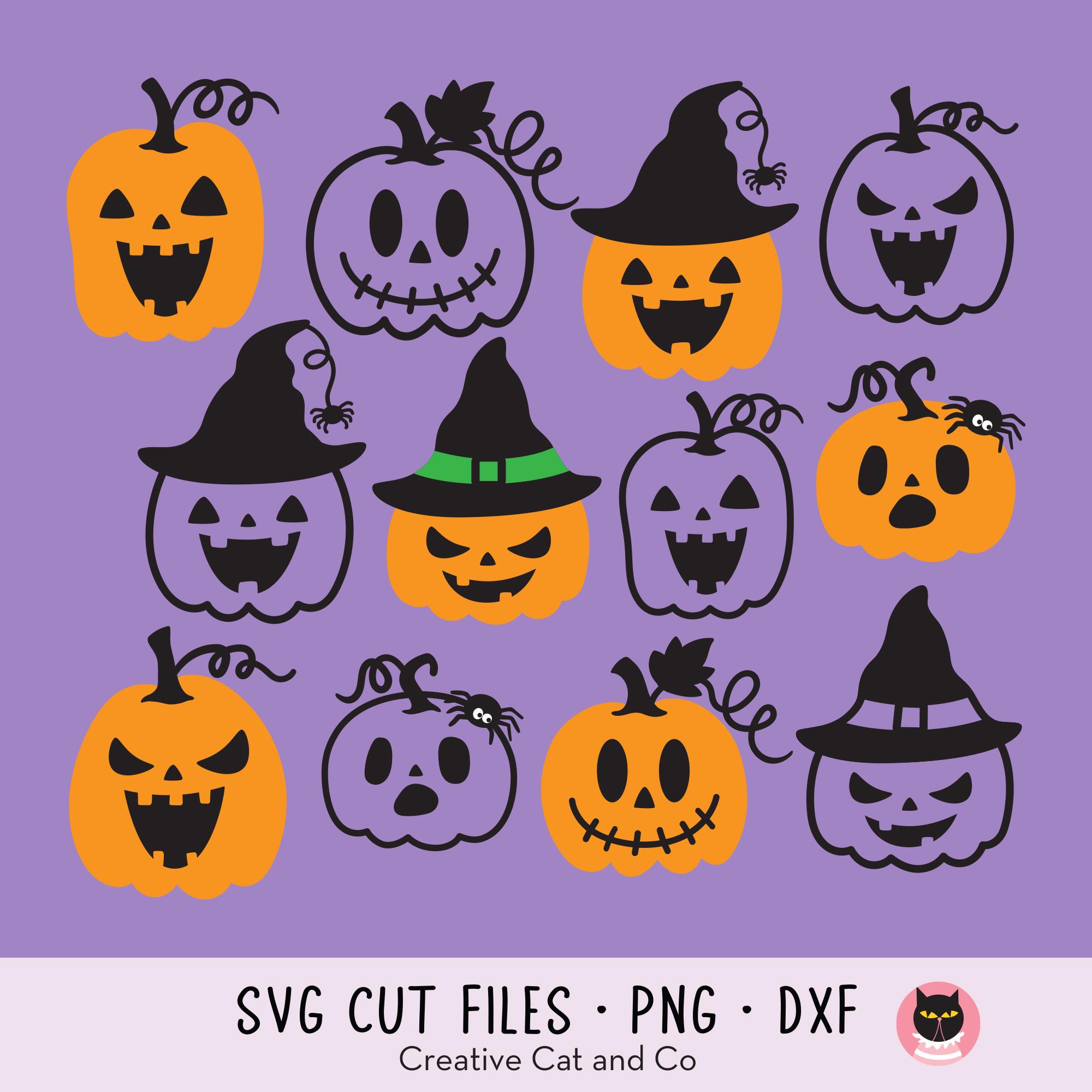 Halloween Jack O Lantern SVG PNG DXF Clip Art Set | Pumpkin Expressions ...