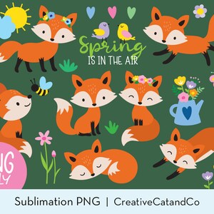Fox Sublimation PNG Clipart Cute Spring Animal Foxes Png - Etsy