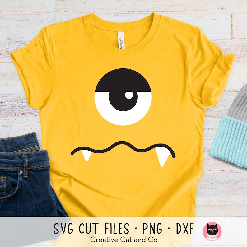 Cute Monster Faces SVG PNG DXF | Halloween Monster Eyes and Teeth ...