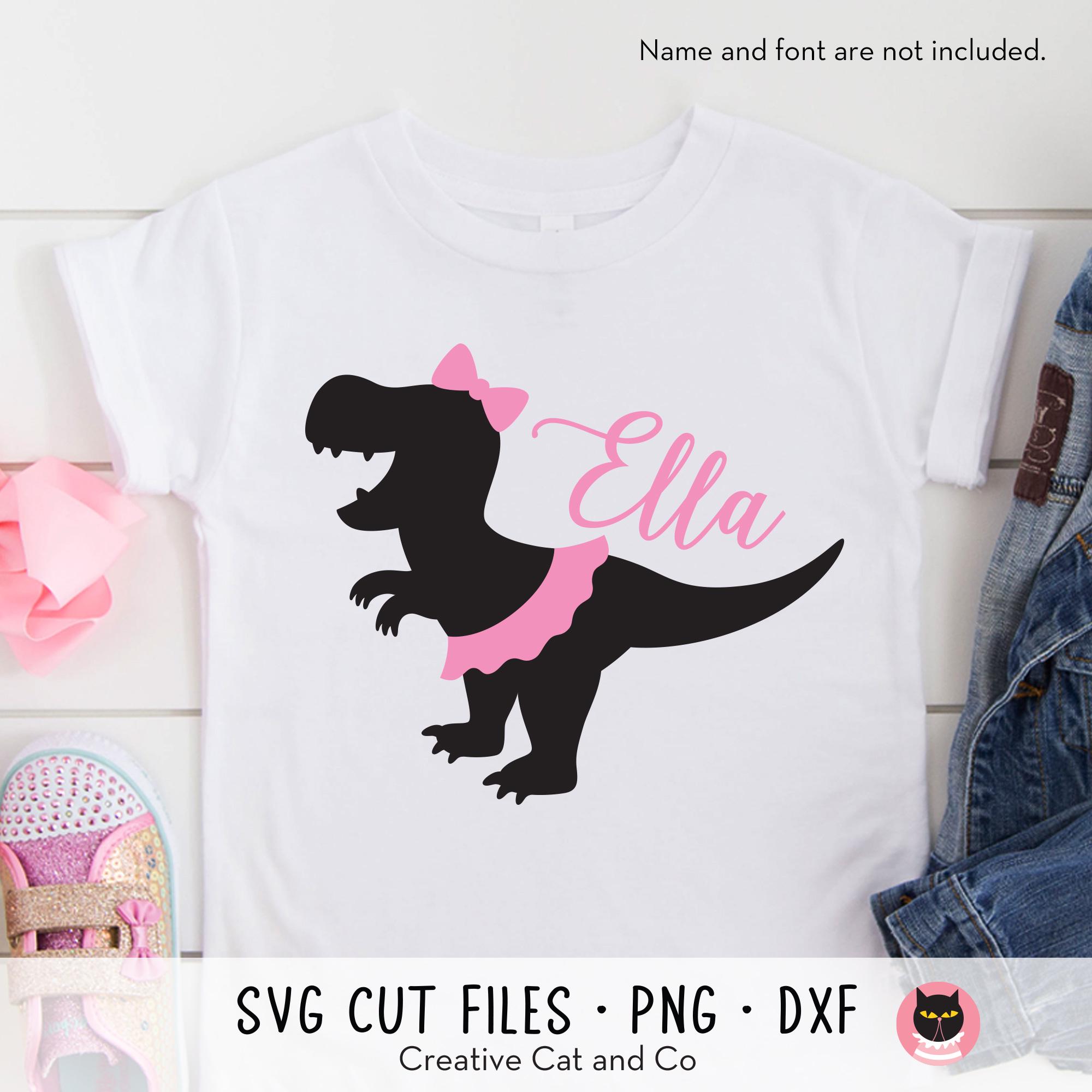 Dinosaur With Tutu SVG PNG DXF Clipart | Cute Girt T-rex Ballerina With ...