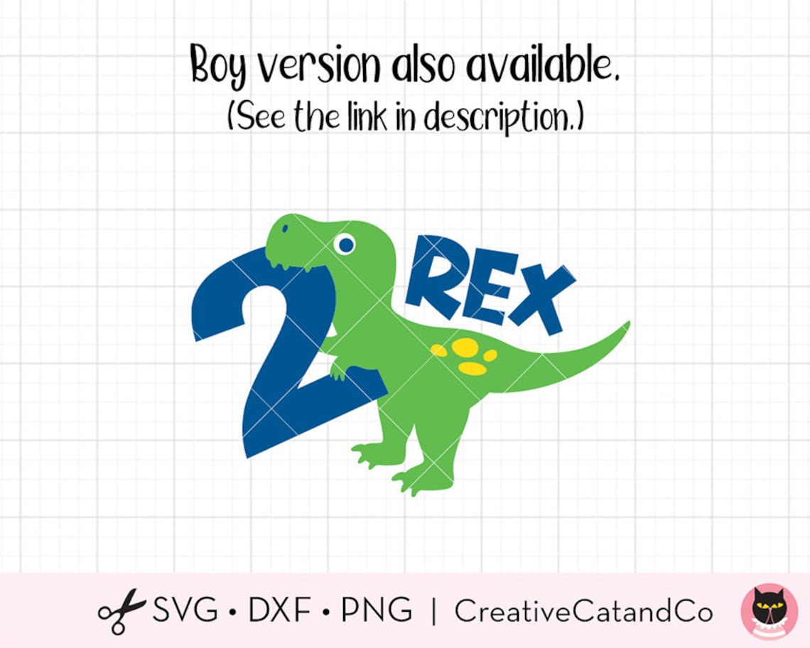 2 Rex SVG Girl Two Rex Dinosaur Birthday Svg Clipart 2nd - Etsy