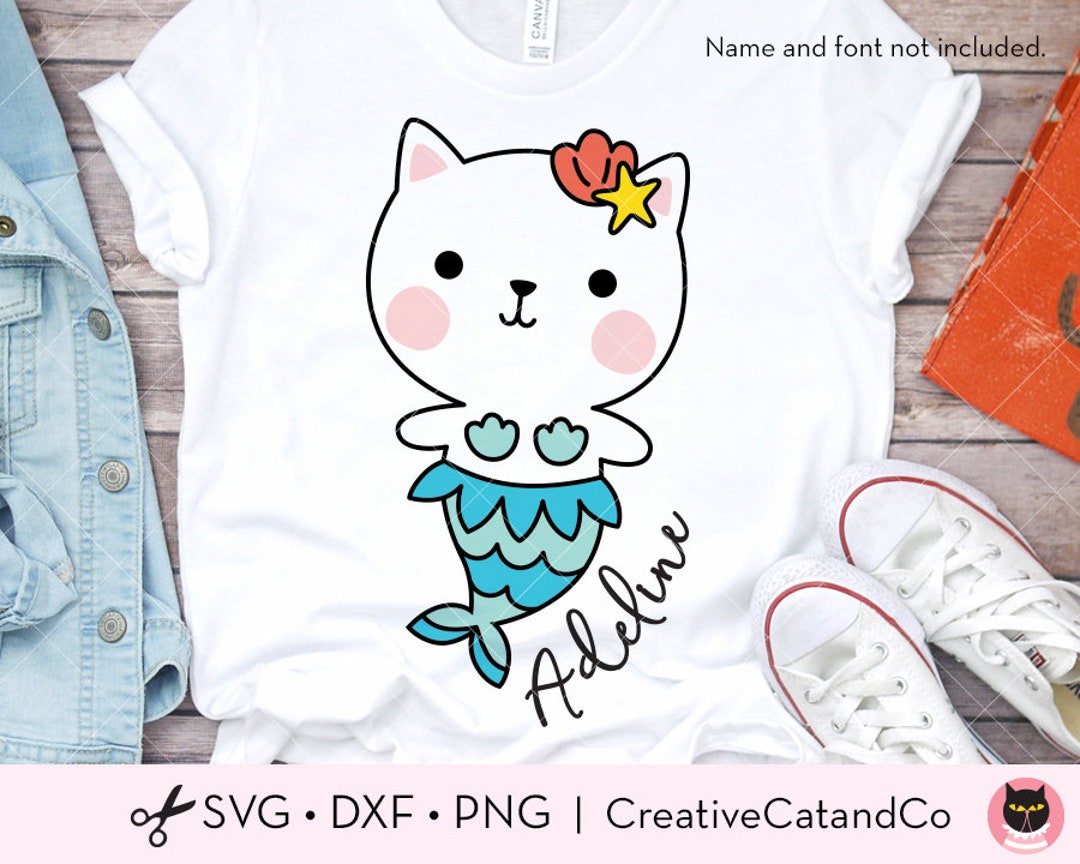 Cat Mermaid SVG DXF Files for Cricut Cute Mermaid Cat Cut File Funny ...