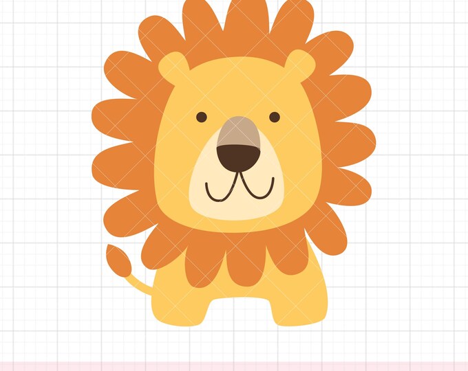 Cute Baby Lion SVG Cut File for Cricut and Silhouette. Digital Clipart ...