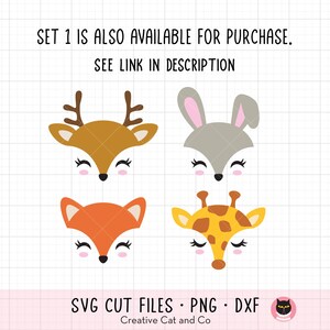Forest Animal Faces SVG PNG DXF Clip Art | Bear, Tiger, Koala and Skunk ...
