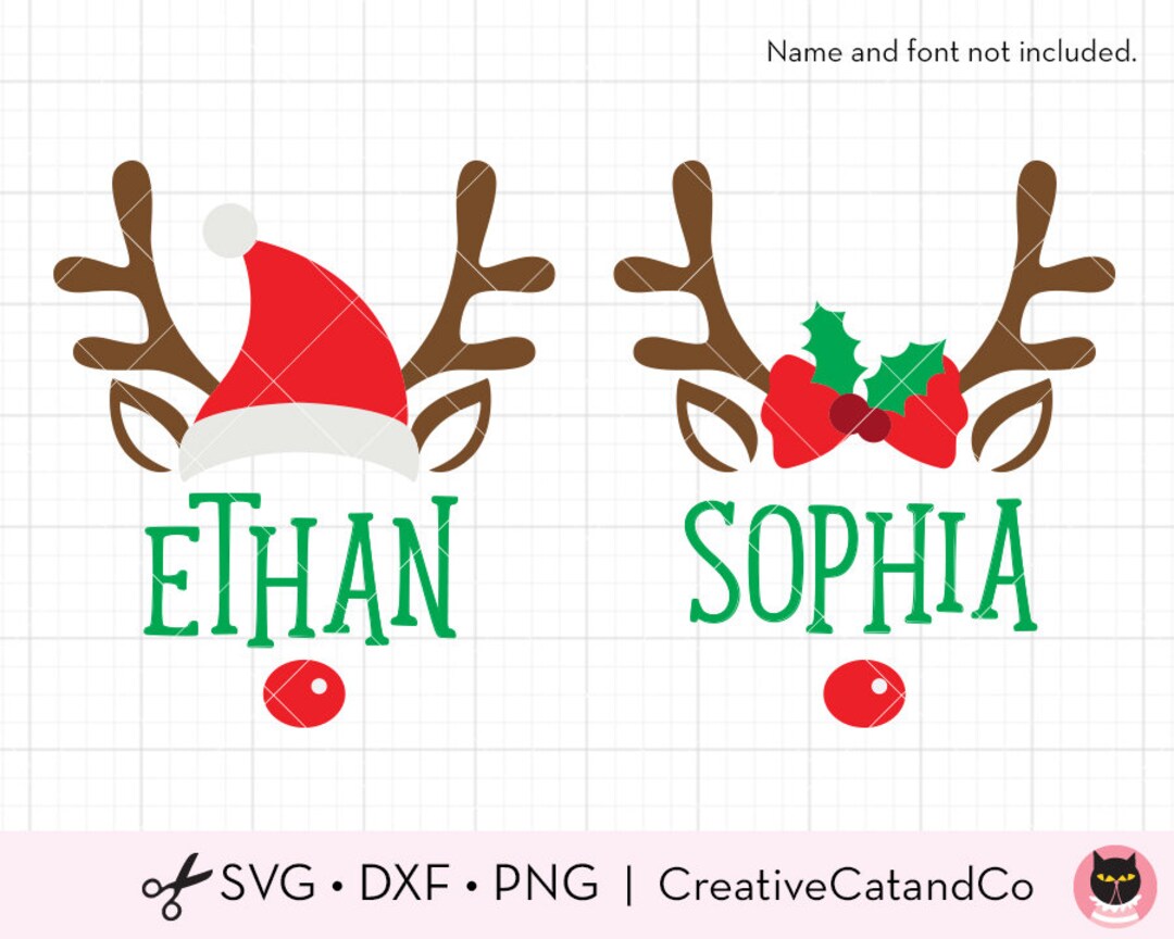 Reno SVG DXF Navidad Reno Cara con Santa Sombrero Lindo Rudolf Red Nose ...