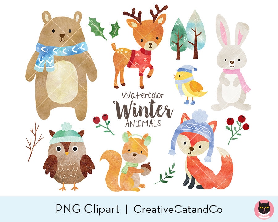 Cute Winter Animals Clipart