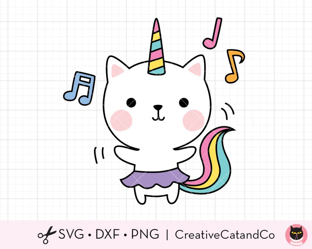 Dancing Cat Unicorn SVG DXF Files for Cricut or Silhouette Cute ...