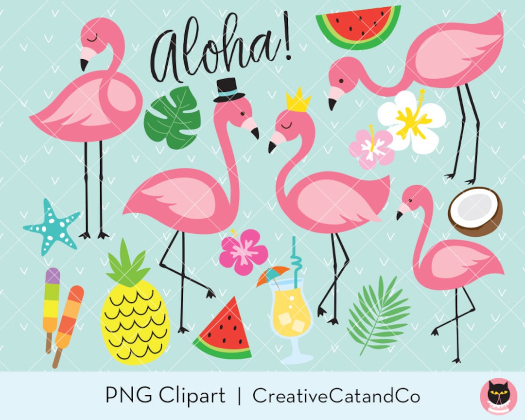Flamingo Clipart Cute Flamingo Clip Art Tropical Clipart Pineapple ...