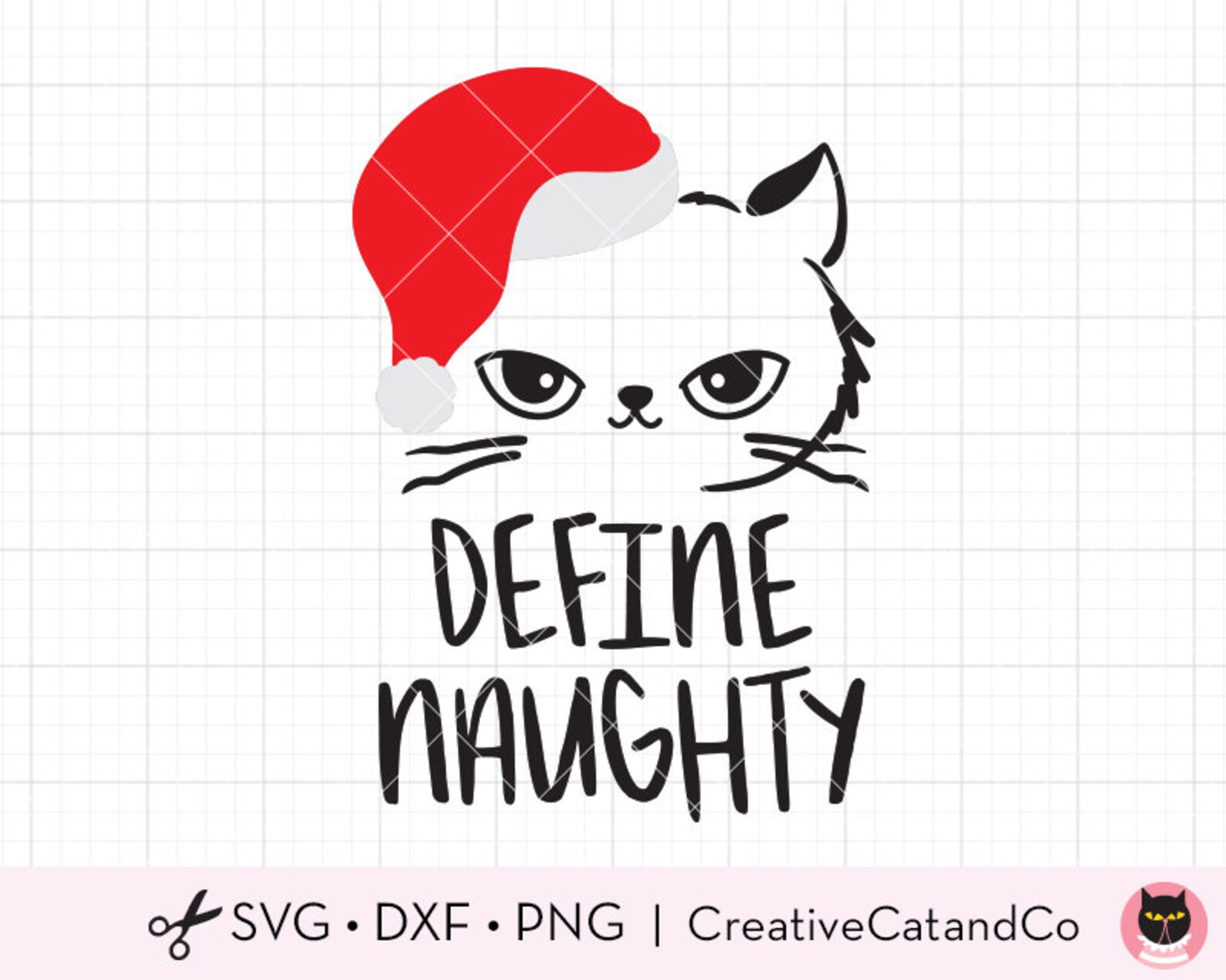 Funny Christmas Cat Quote SVG DXF Naughty or Nice Santa Kitty - Etsy