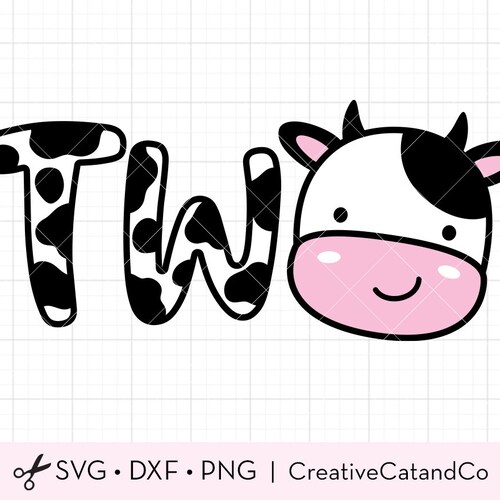Cow Two Second Birthday Svg Png Cute Cow Face 2 Year Old - Etsy