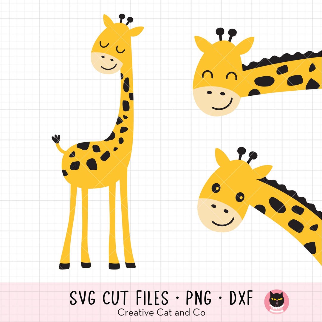 Cute Giraffe SVG DXF Files for Cricut or Silhouette, Cuttable Peeking ...