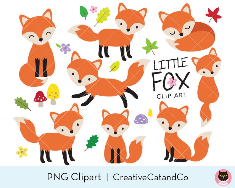 Fox Clipart Baby Fox Clip Art Cute Fox Clipart Forest Animal | Etsy