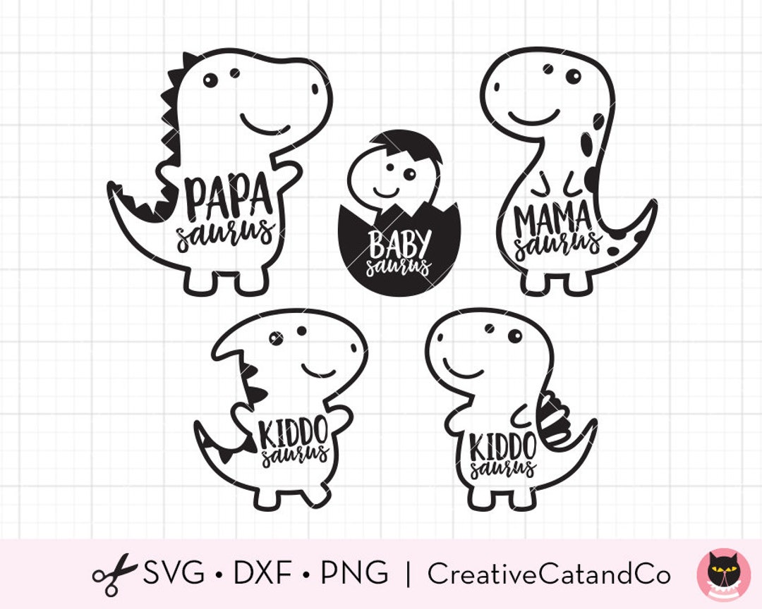 Dinosaur Doodle SVG DXF Cute Hand Drawn Dinosaur Family Mamasaurus ...