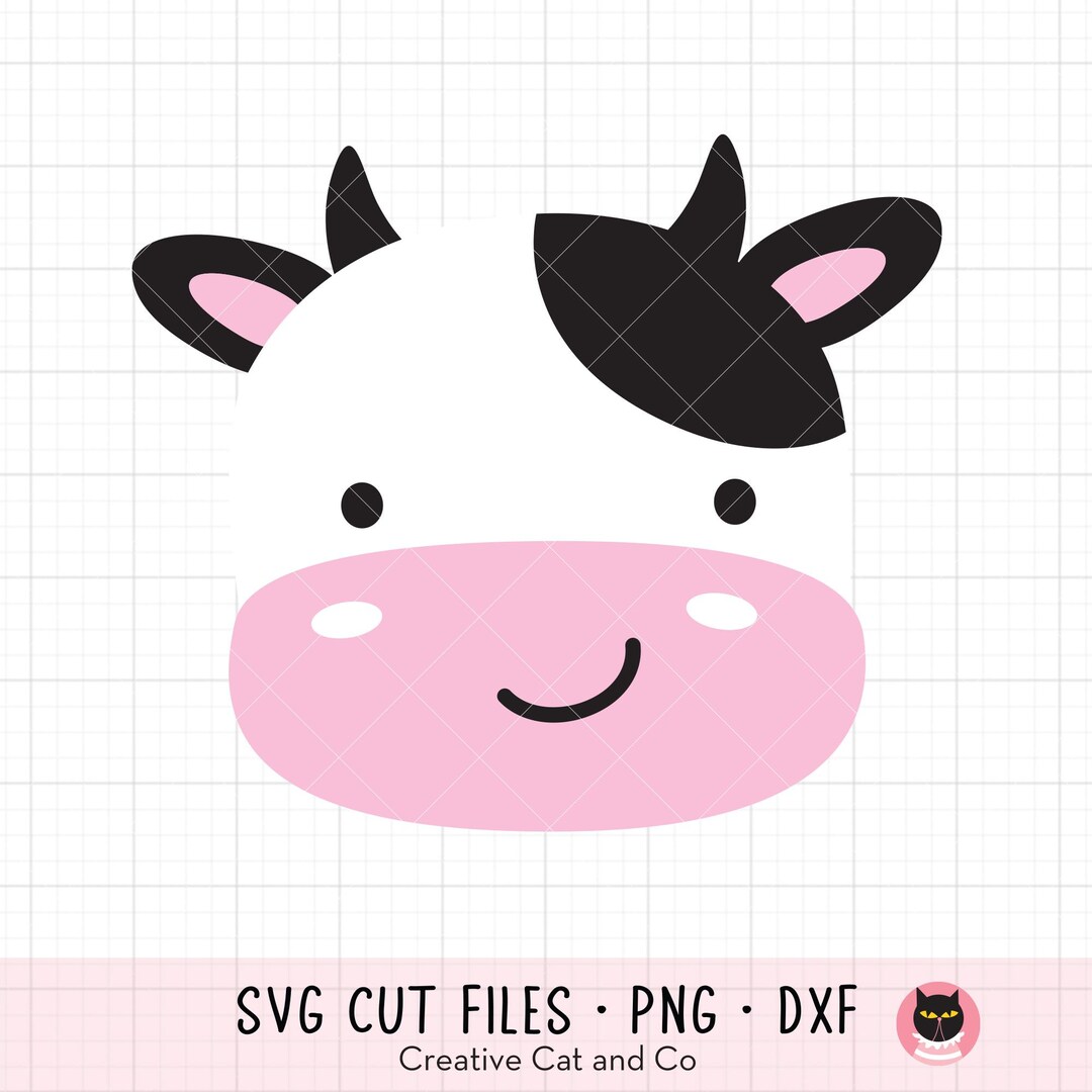 Baby Cow Face SVG PNG DXF Clipart | Cute Cartoon Cow Design | Kids T ...