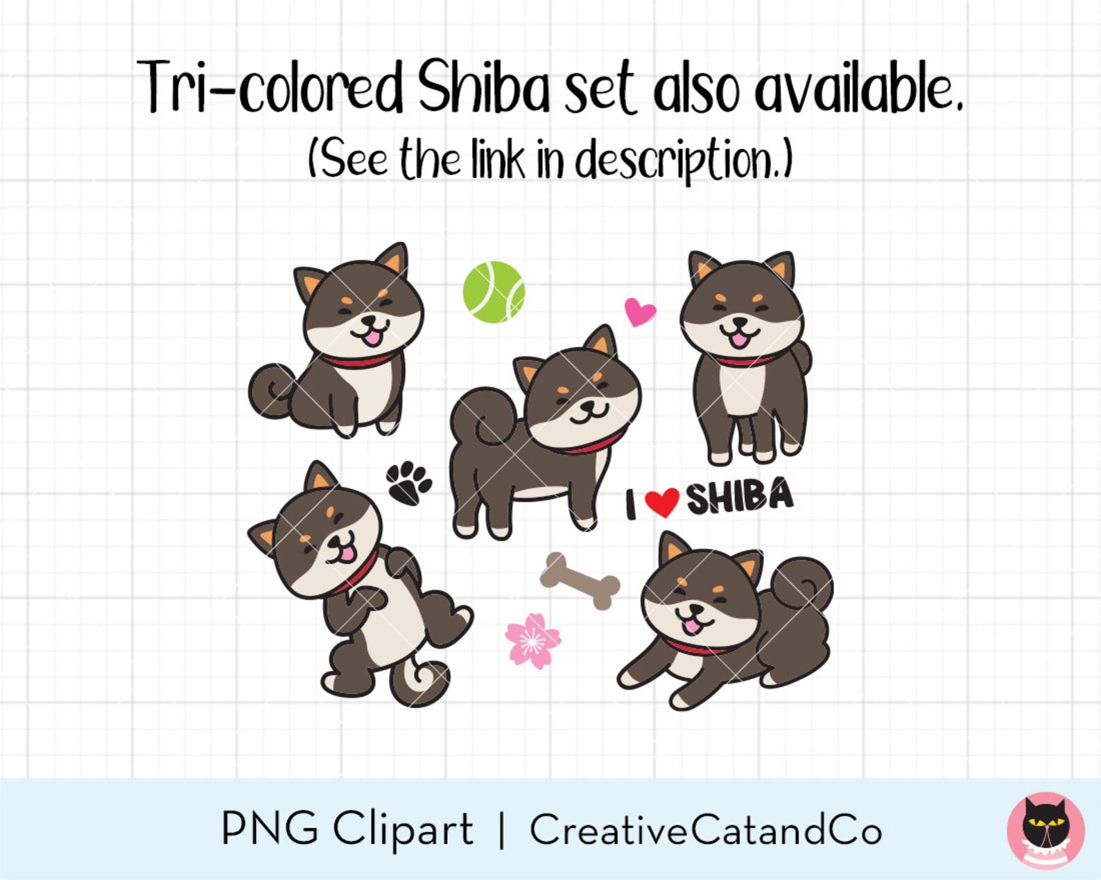 Shiba Inu Dogs Clipart Cute Shiba Dog With Paw Print Tennis - Etsy