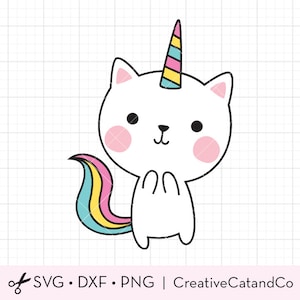 Unicorn Cat SVG DXF Files for Cricut or Silhouette Caticorn Kittycorn ...
