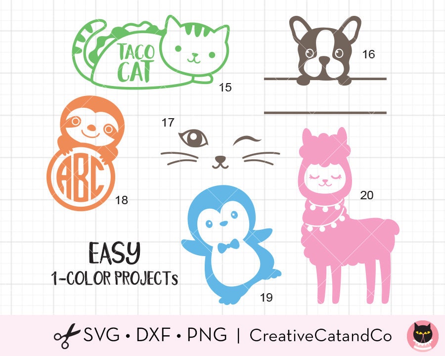 SVG Bundle Cute Baby Animal SVG DXF Bundle Unicorn Mermaid | Etsy