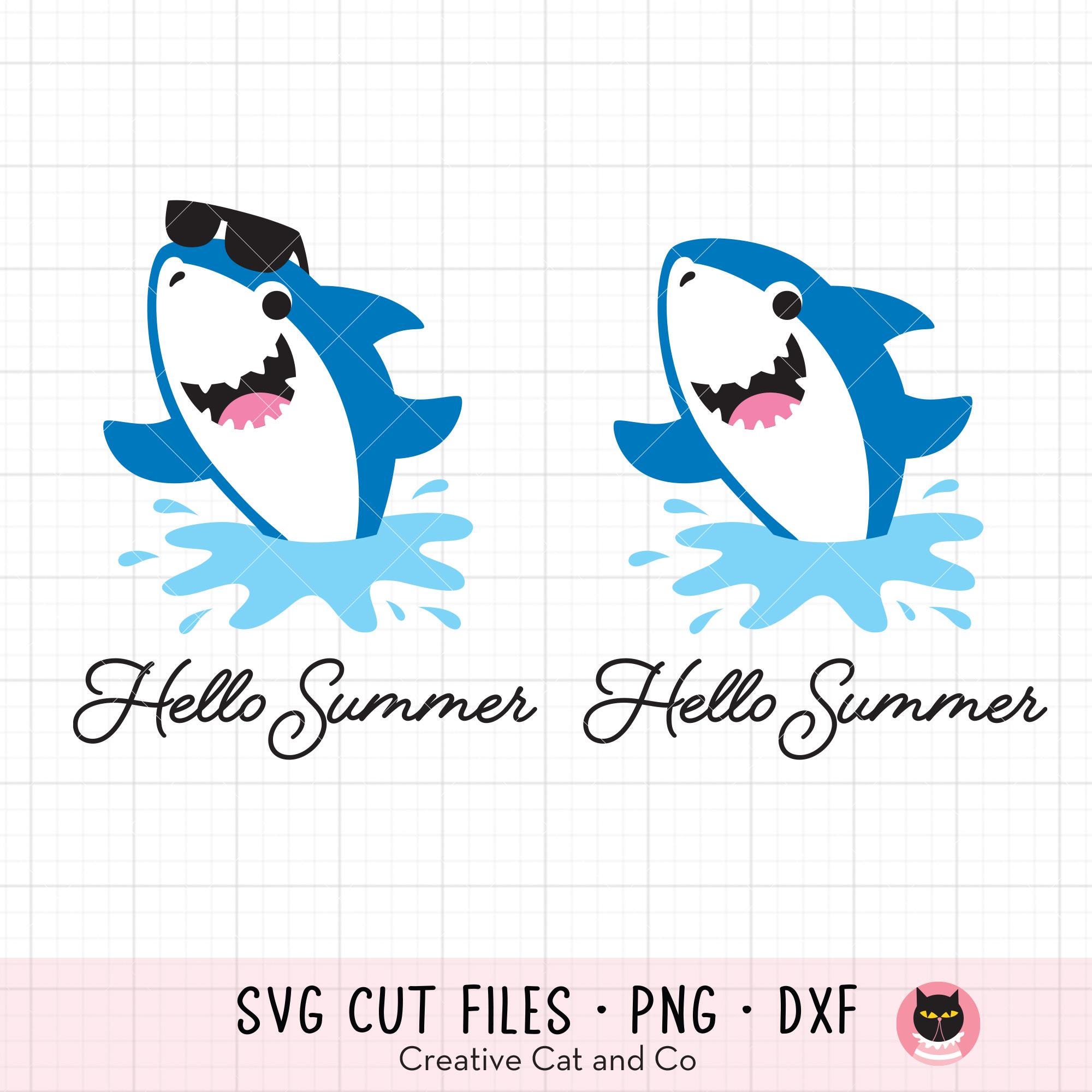 Shark SVG PNG - Happy Shark With Sunglasses Jumping Out of Water ...