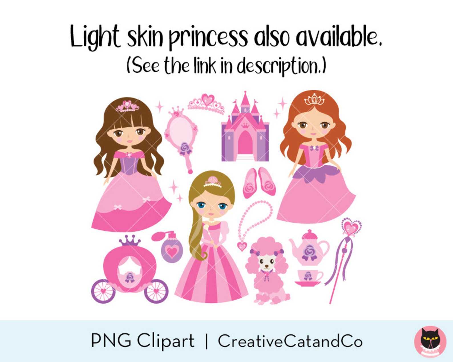 Black Princess Clip Art African American Dark Skin Little Etsy