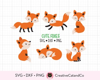 Fox SVG Clipart, Foxes PNG, Sitting Standing Foxes Cut Files, Cricut ...