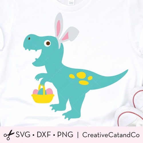 Easter Bunny Dinosaur SVG Easter Egg Hunt Dinosaur With Bunny - Etsy