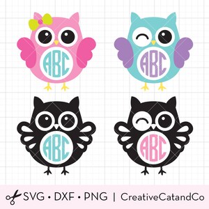 Owl Monogram Frame SVG Files for Cricut or Silhouette Cute Owl Monogram ...