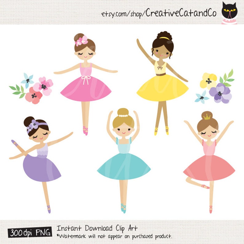 Ballerina Clipart Cute Little Dancers Girl Ballet Dancer | Etsy