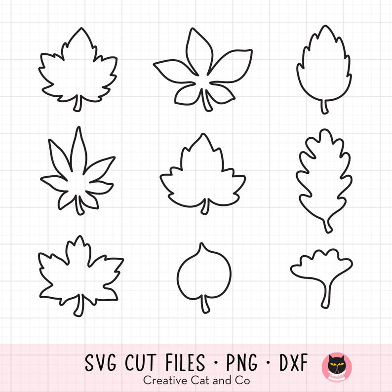 Fall Maple Leaves Outline SVG PNG DXF, Kid Coloring Clip Art, Autumn ...