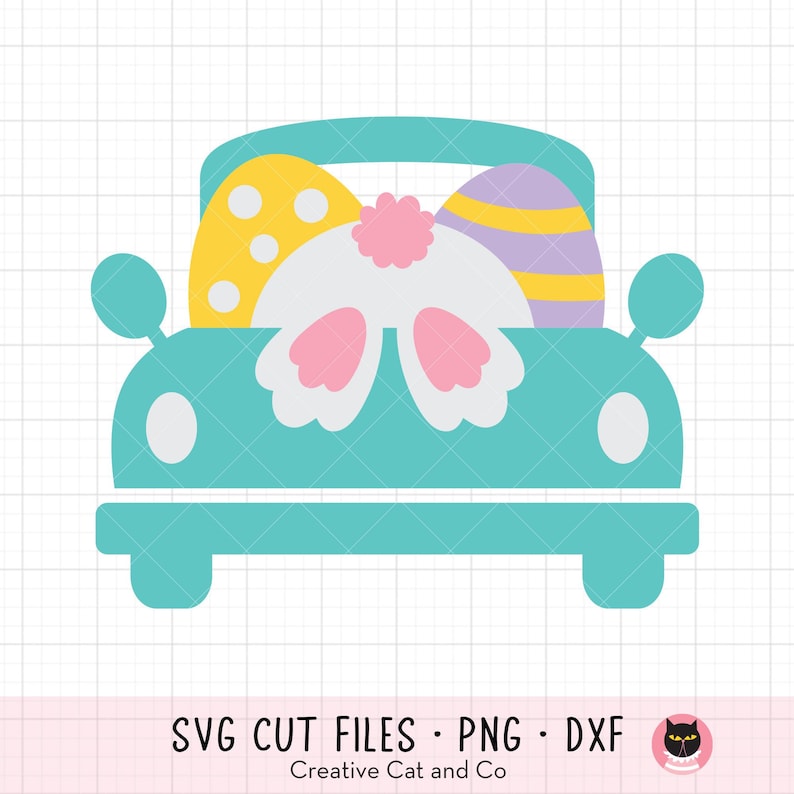 Easter Truck With Bunny SVG PNG, Back of Vintage Truck With Easter Eggs ...