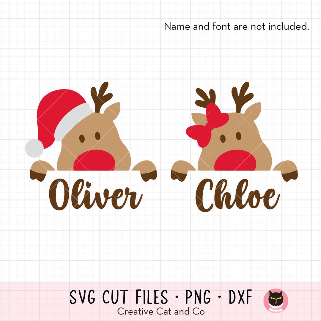 Peeking Baby Reindeer SVG PNG DXF | Cute Boy and Girl Reindeer Clipart ...