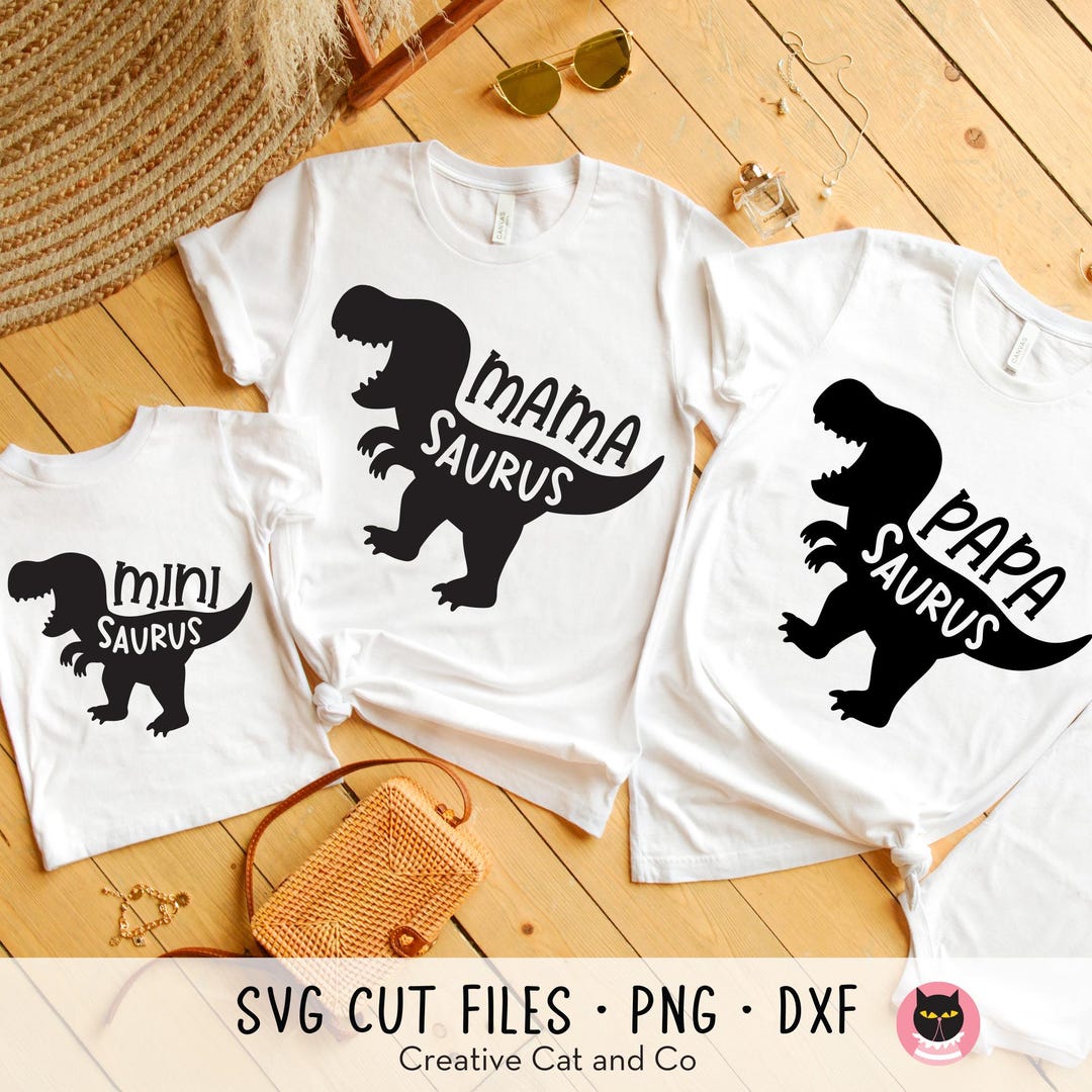 Family T. Rex Silhouette SVG PNG DXF | Mamasaurus, Papasaurus ...
