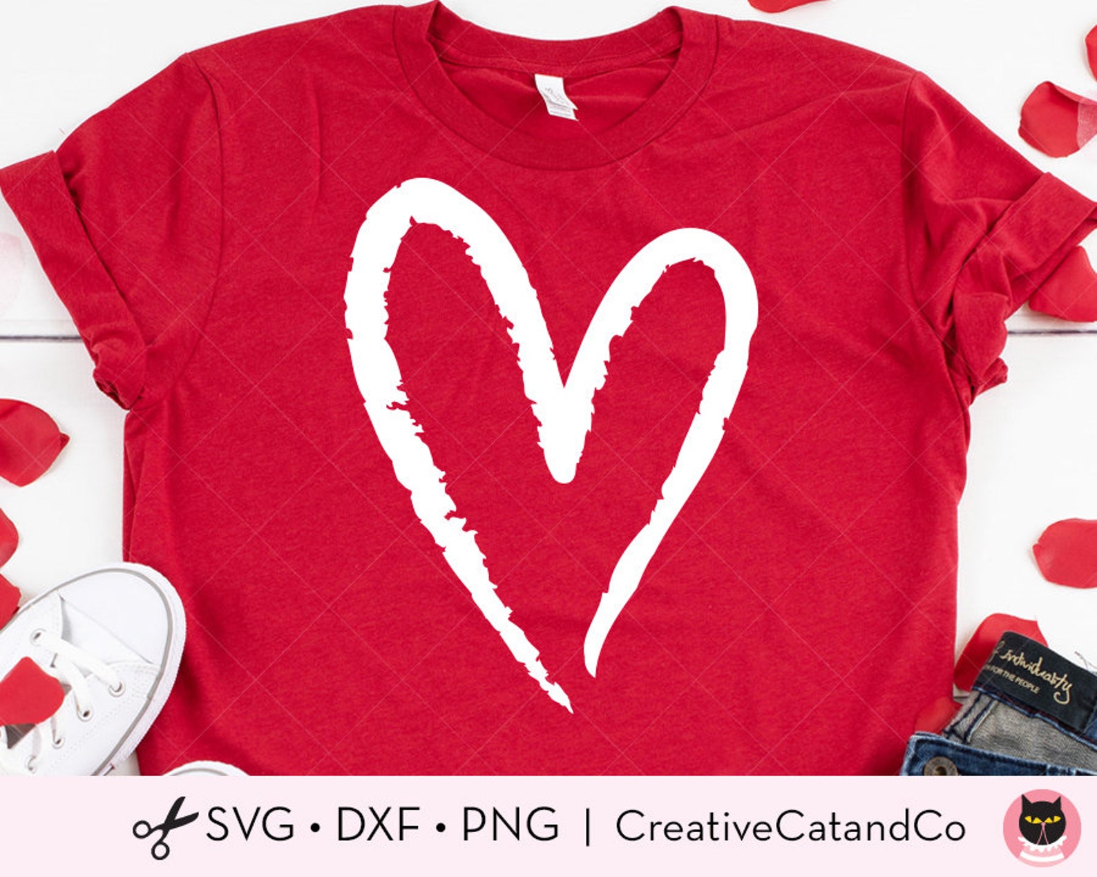 Distressed Heart SVG DXF Hand Drawn Ripped Torn Edge Valentine | Etsy