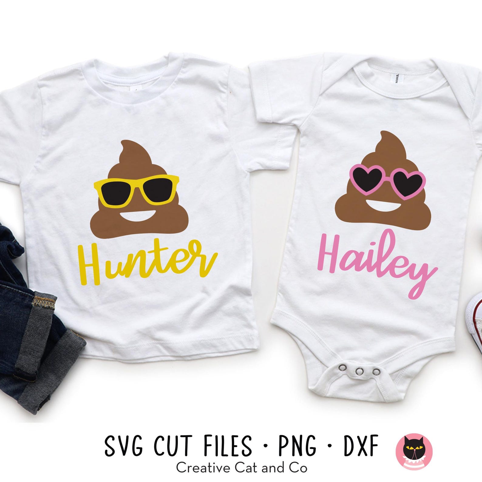 Poop SVG PNG - Cute Poop With Sunglasses, Boy & Girl, Funny Cartoon ...