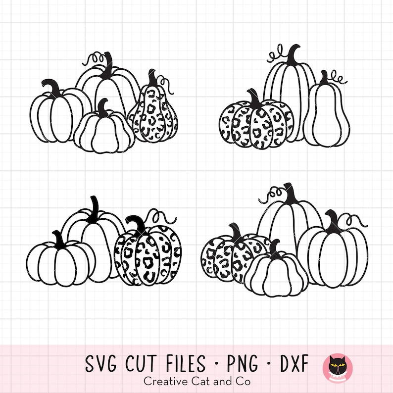 Contorno de grupo de calabazas Svg PNG, dibujo en blanco y negro, arte ...