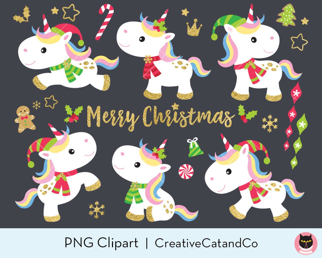 Christmas Unicorn Clipart Unicorn Christmas Clipart Cute Christmas ...
