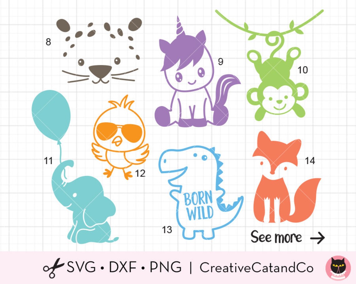 SVG Bundle Cute Baby Animal SVG DXF Bundle Unicorn Mermaid | Etsy