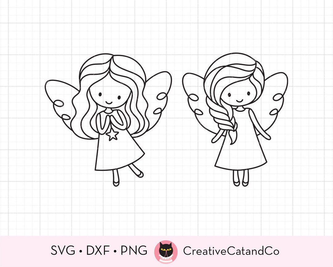 Cute Angel SVG DXF Files for Cricut and Silhouette Cuttable Little Girl ...